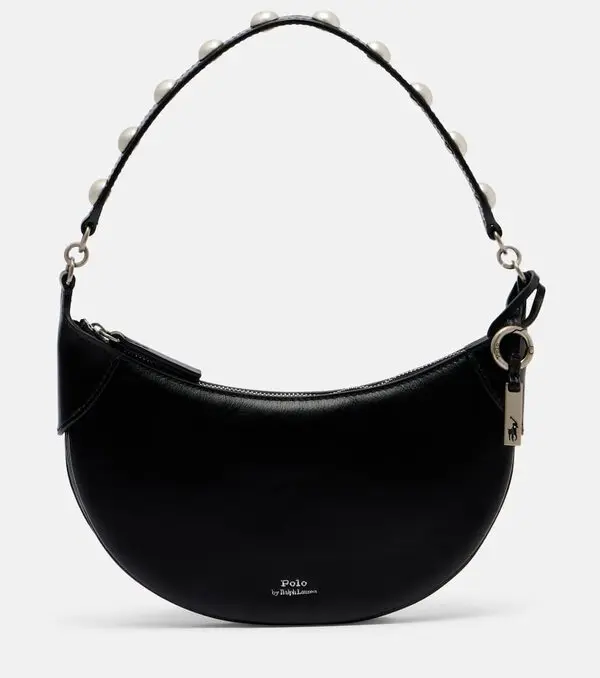 Polo Ralph Lauren Polo Id Mini Studded Leather Shoulder Bag - Black