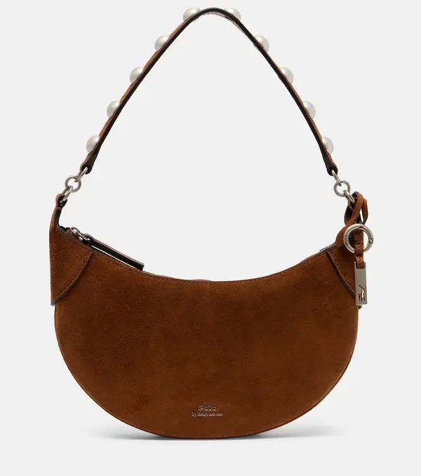 Polo Ralph Lauren Polo Id Mini Studded Suede Shoulder Bag - Brown