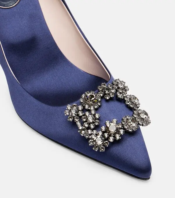 ROGER VIVIER Efflorescence 65 Embellished Satin Pumps - Blue