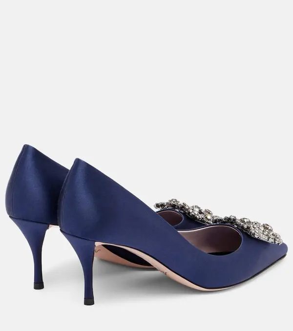 ROGER VIVIER Efflorescence 65 Embellished Satin Pumps - Blue