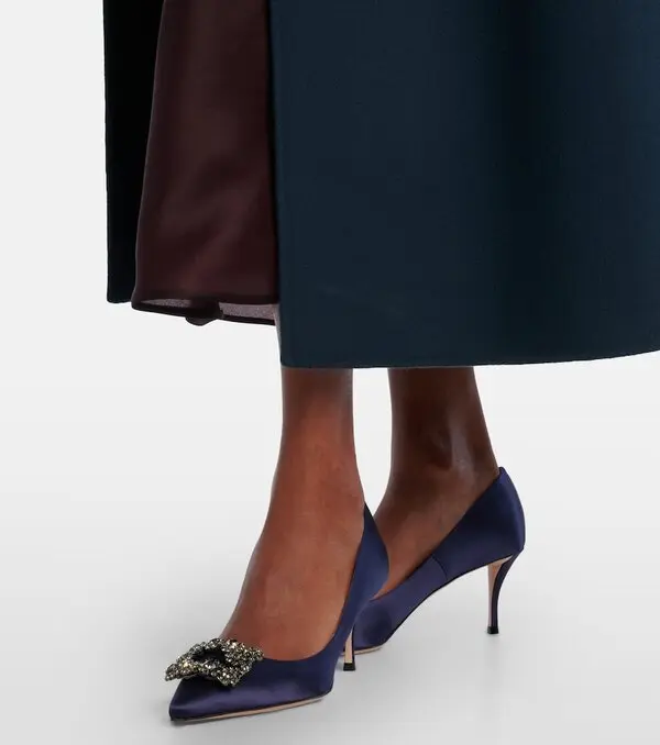 ROGER VIVIER Efflorescence 65 Embellished Satin Pumps - Blue