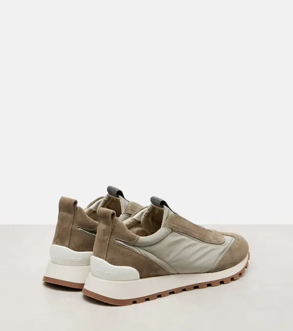 Brunello Cucinelli Monili Suede-trimmed Sneakers