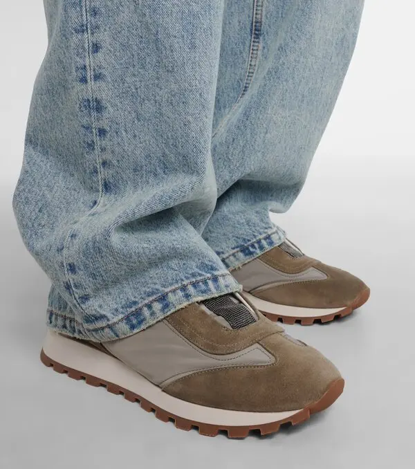 Brunello Cucinelli Monili Suede-trimmed Sneakers