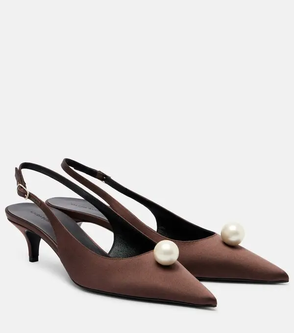 Magda Butrym Embellished Satin Slingback Pumps