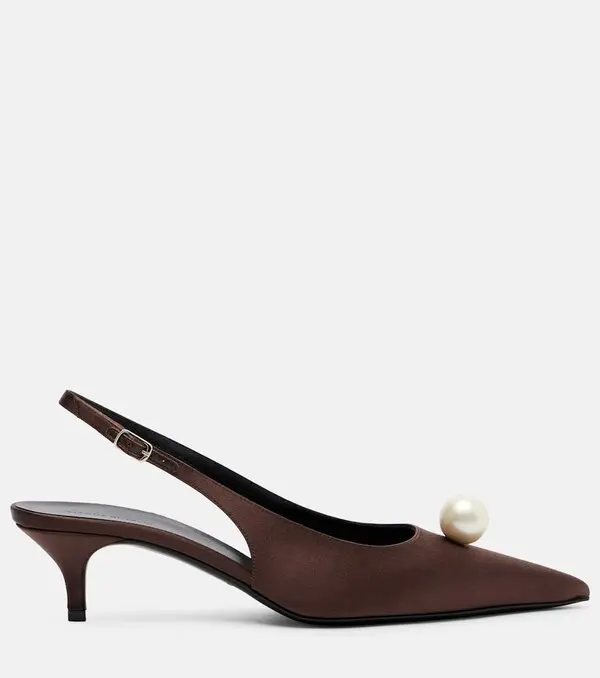 Magda Butrym Embellished Satin Slingback Pumps