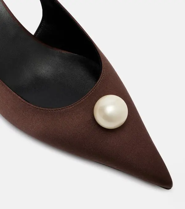 Magda Butrym Embellished Satin Slingback Pumps