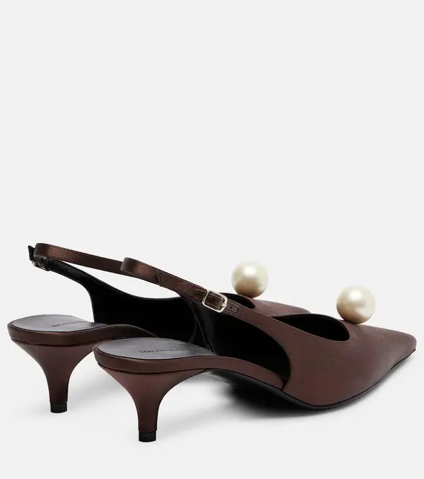 Magda Butrym Embellished Satin Slingback Pumps