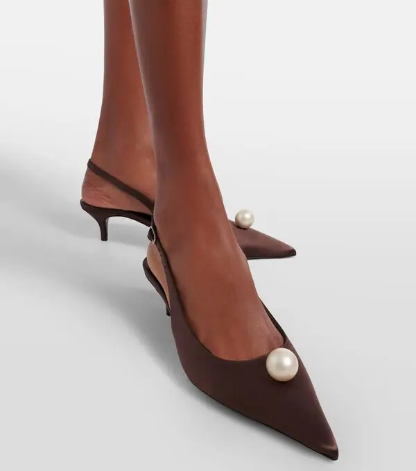 Magda Butrym Embellished Satin Slingback Pumps