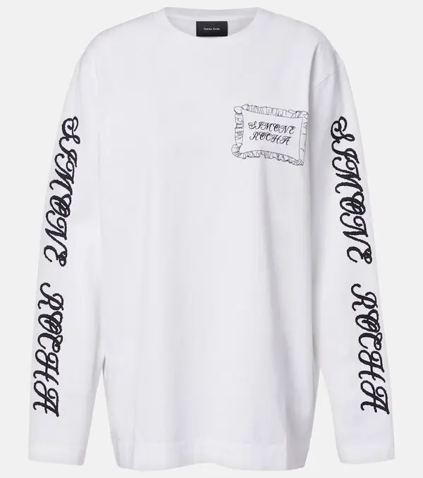 Simone Rocha Printed Cotton Jersey Top - White