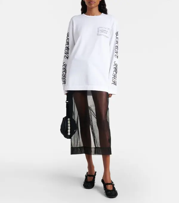 Simone Rocha Printed Cotton Jersey Top - White