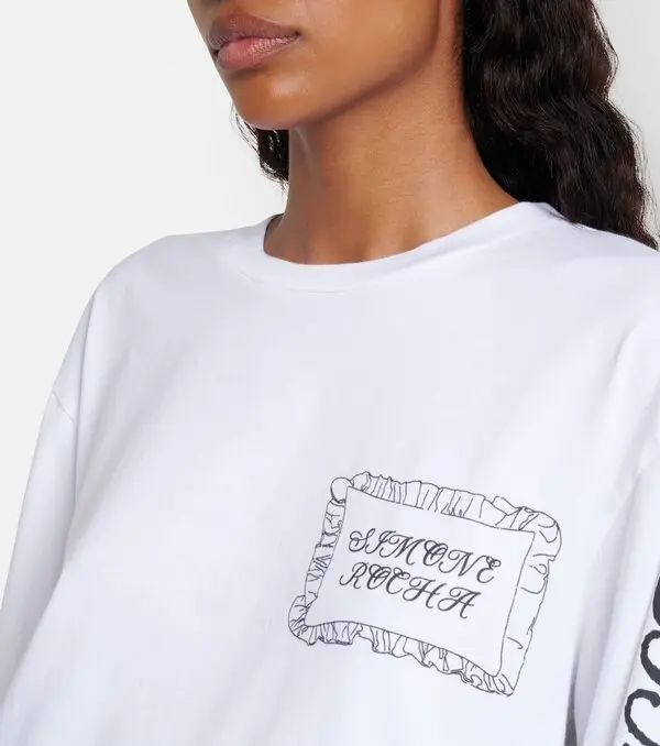 Simone Rocha Printed Cotton Jersey Top - White