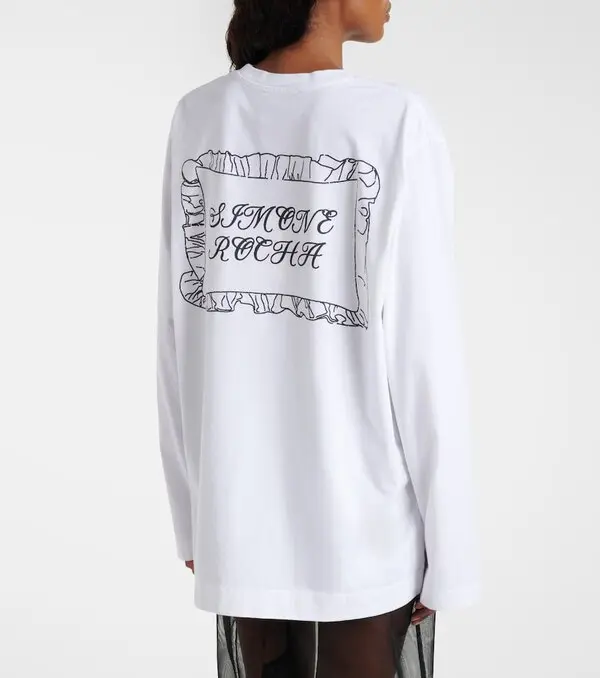 Simone Rocha Printed Cotton Jersey Top - White