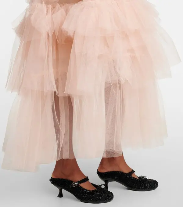 Simone Rocha Ruffled Tulle Midi Skirt - Pink