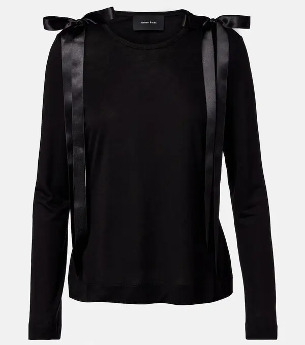 Simone Rocha Bow-detail Jersey Top - Black