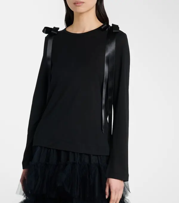 Simone Rocha Bow-detail Jersey Top - Black