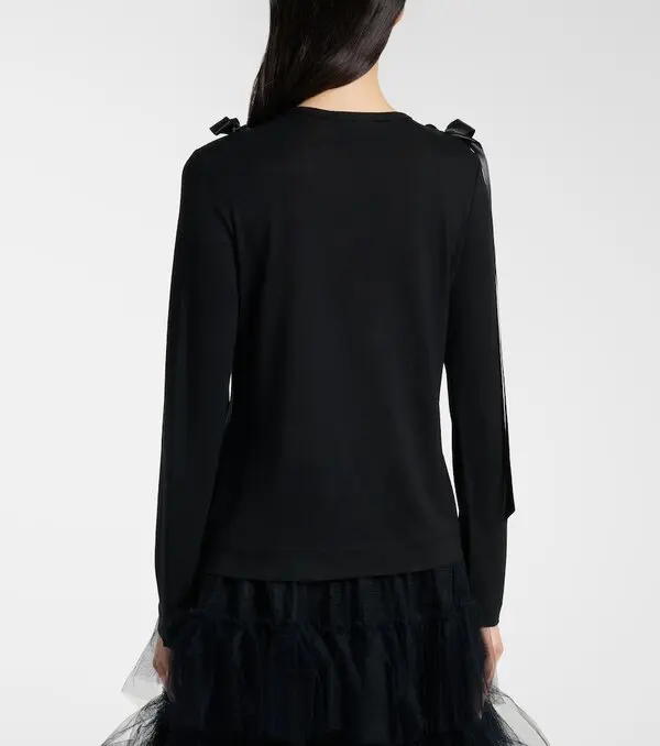 Simone Rocha Bow-detail Jersey Top - Black