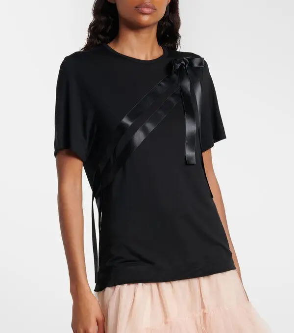 Simone Rocha Bow-detail Jersey T-shirt - Black