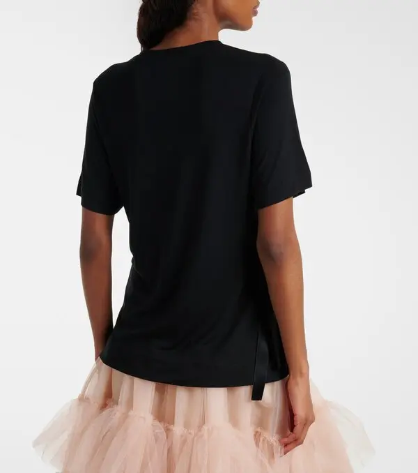 Simone Rocha Bow-detail Jersey T-shirt - Black