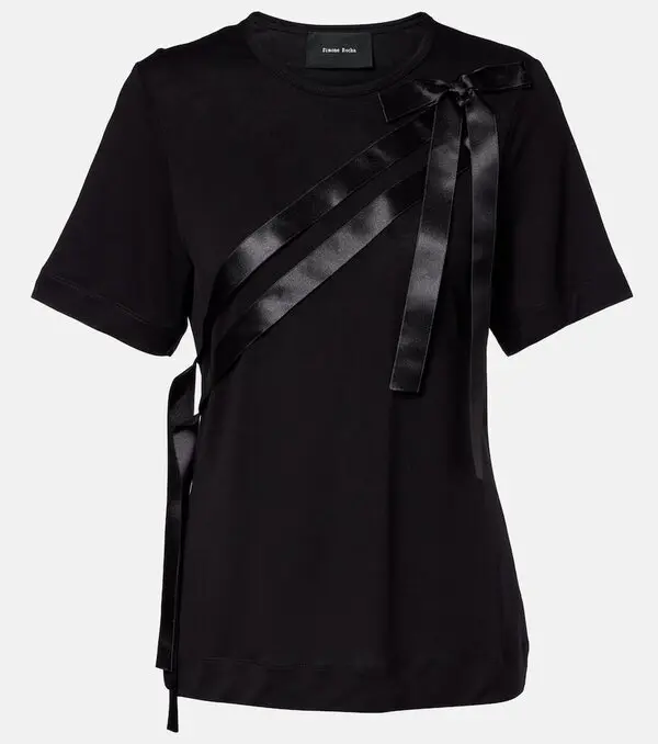 Simone Rocha Bow-detail Jersey T-shirt - Black