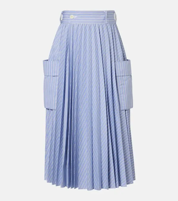 Sacai Striped Cotton-blend Midi Skirt