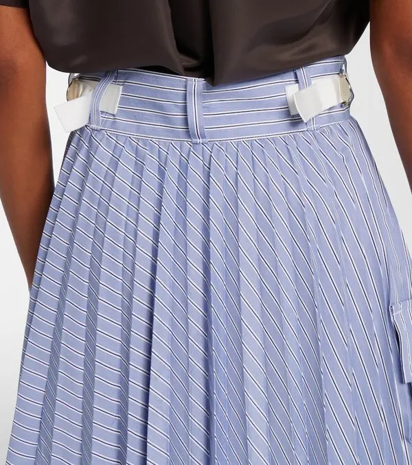 Sacai Striped Cotton-blend Midi Skirt