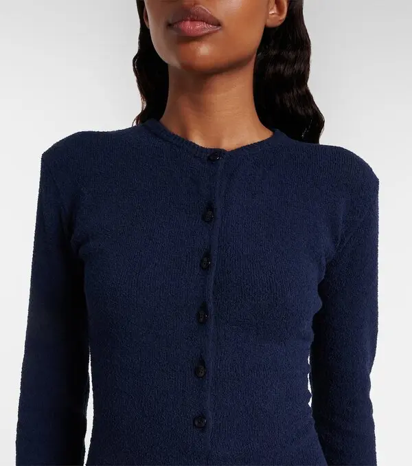 Magda Butrym Lace-trimmed Knitted Cotton-blend Romper - Blue