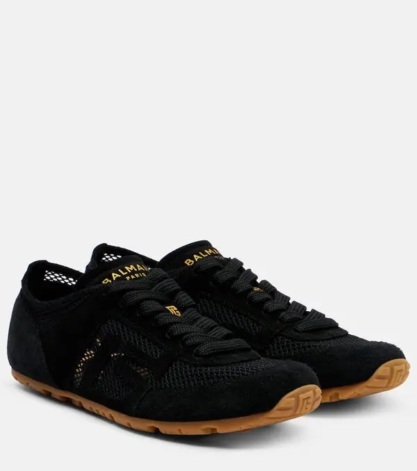 Balmain Runner Suede-trimmed Sneakers