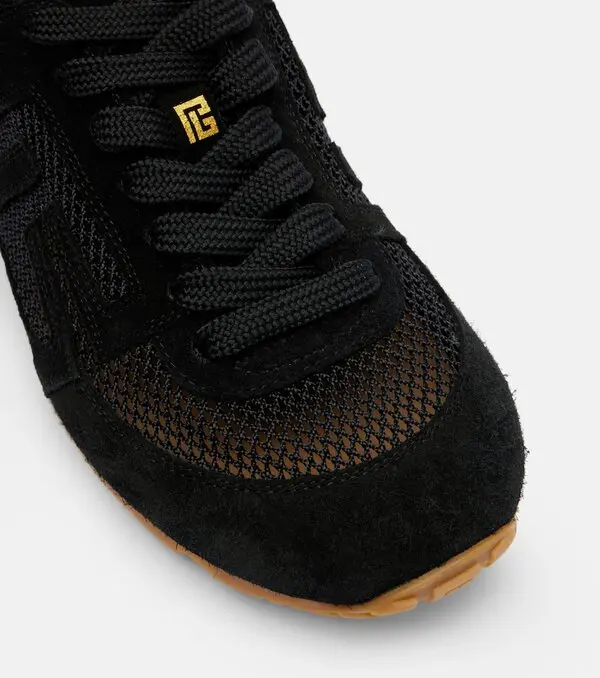 Balmain Runner Suede-trimmed Sneakers - Black