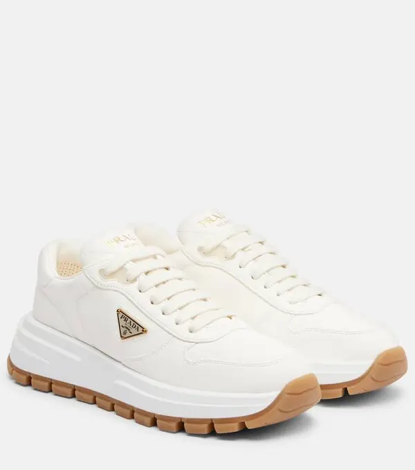 Prada Prax 01 Leather Sneakers - White
