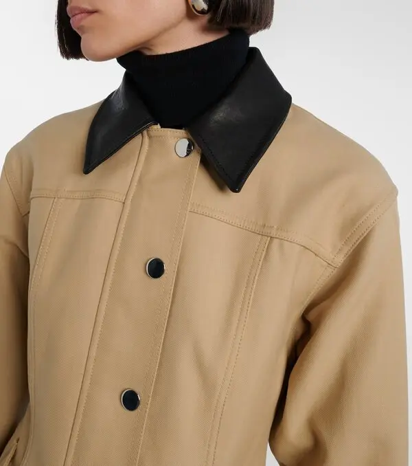 Veronica Beard Talla Leather-trimmed Jacket - Beige