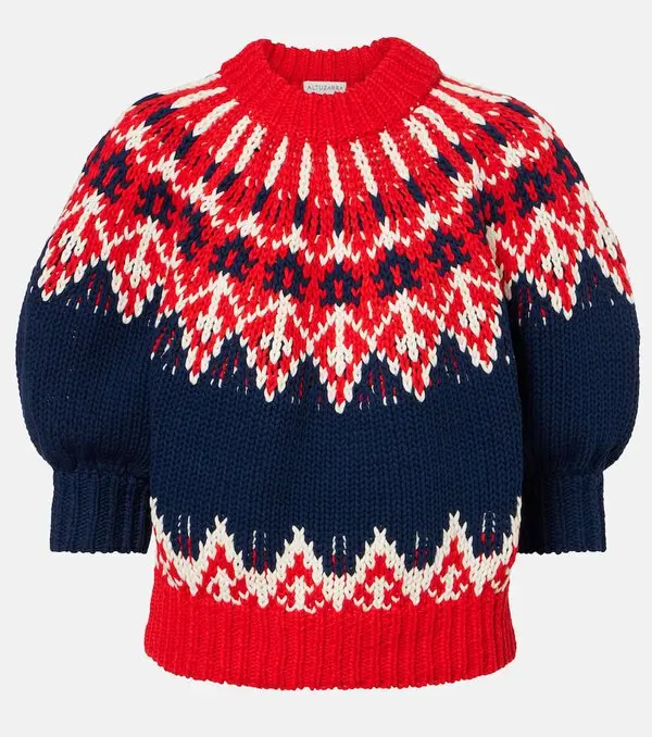 Altuzarra Marty Fair Isle Knit Sweater - Blue