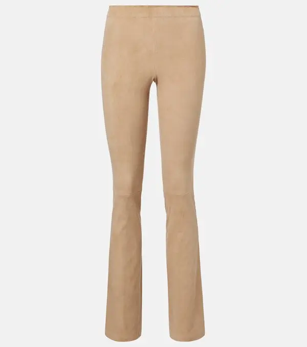 Stouls Long Flared Suede Pants - Beige