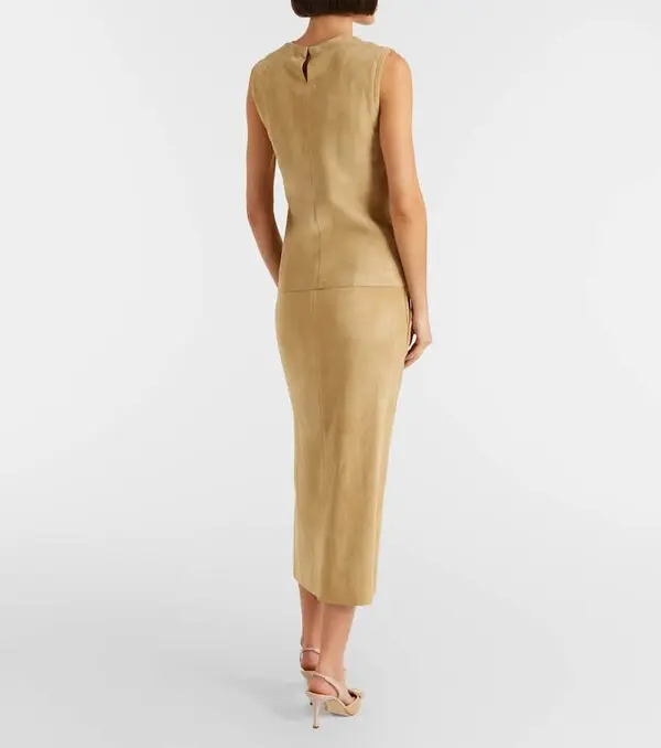 Stouls Pencil Suede Skirt - Beige