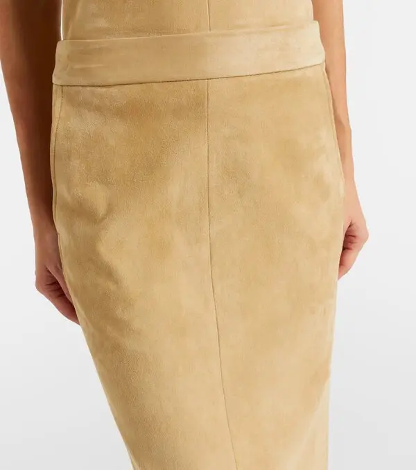 Stouls Pencil Suede Skirt - Beige