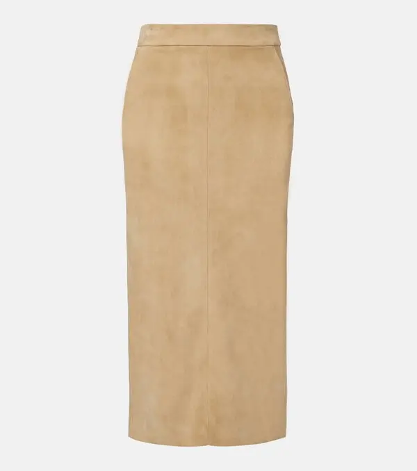Stouls Pencil Suede Skirt - Beige