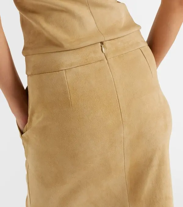 Stouls Pencil Suede Skirt - Beige