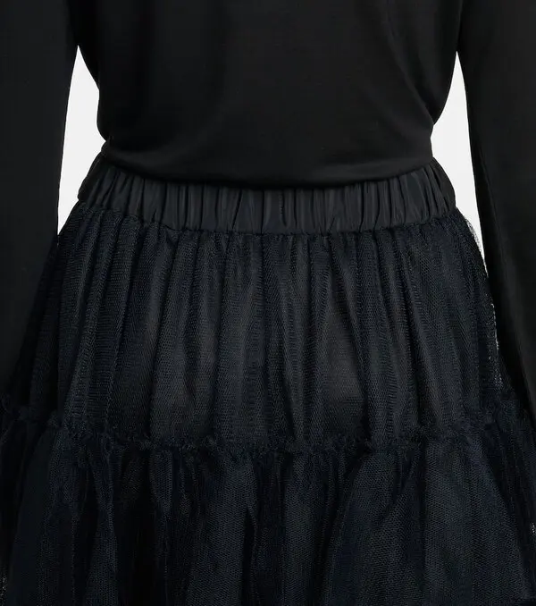 Simone Rocha Ruffled Tulle Midi Skirt - Black