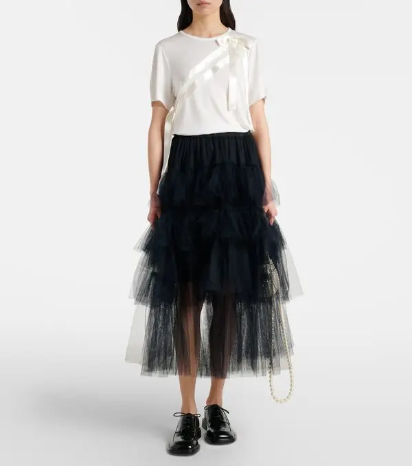 Simone Rocha Bow-detail Jersey T-shirt - White