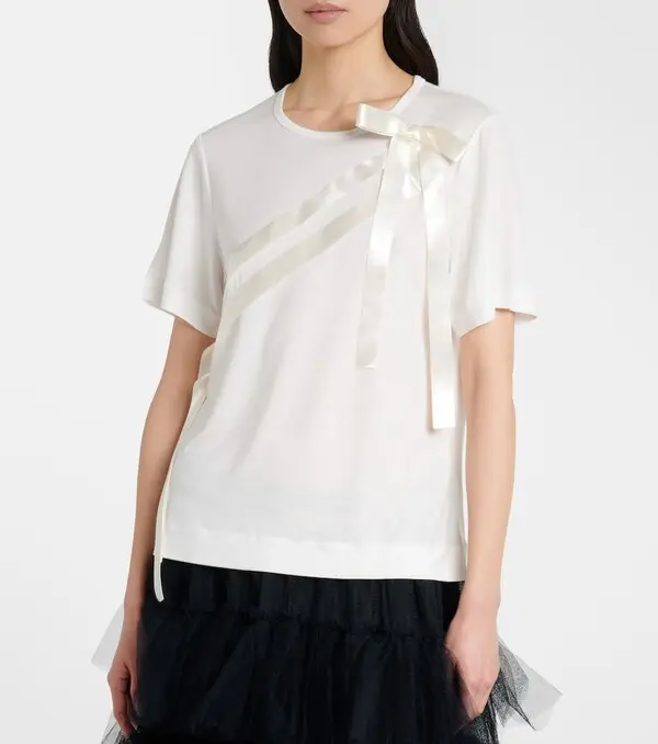 Simone Rocha Bow-detail Jersey T-shirt - White