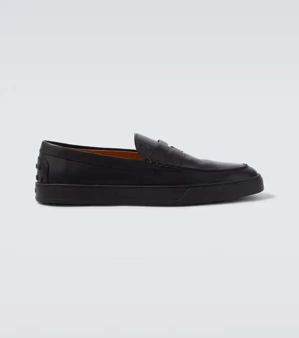 TOD'S Leather Penny Loafers - Black