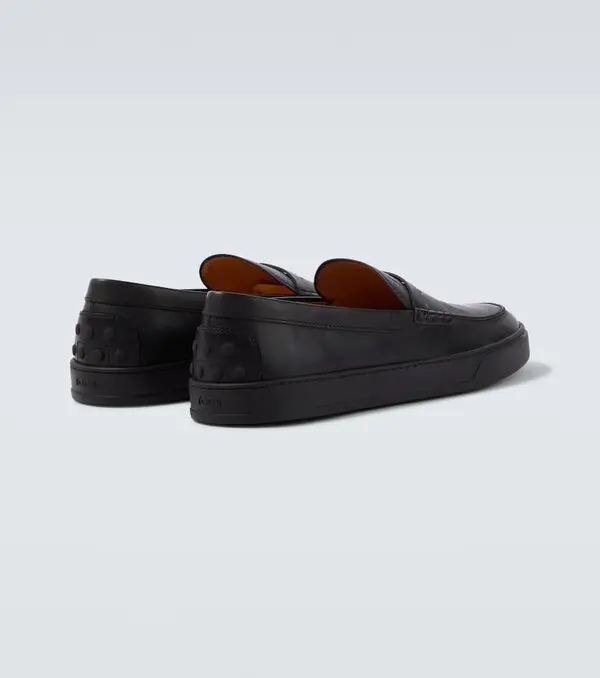 TOD'S Leather Penny Loafers - Black