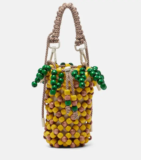 ALEMAIS Pineapple Mini Beaded Top-handle Bag