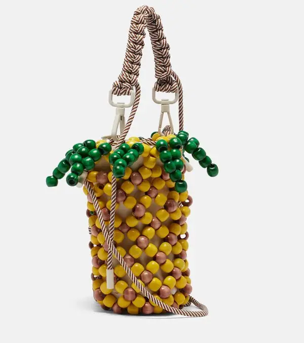 ALEMAIS Pineapple Mini Beaded Top-handle Bag