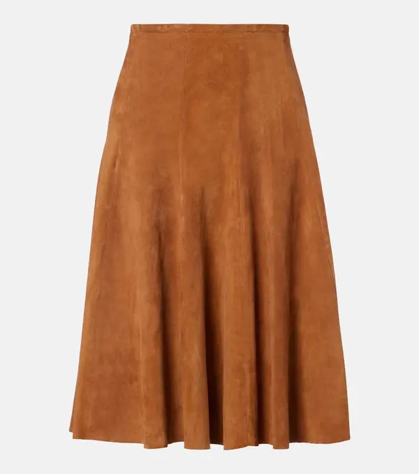 Stouls Sabrina Suede Midi Skirt - Brown