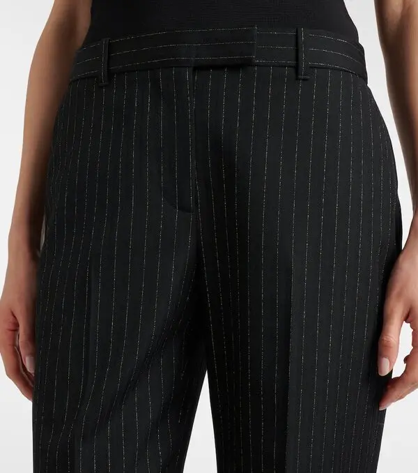 Alexander McQueen Pinstriped Wool Straight Leg Trousers