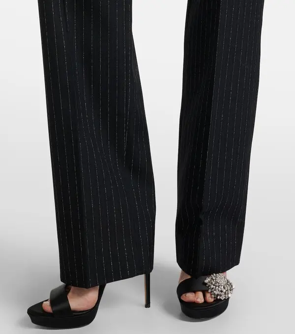 Alexander McQueen Pinstriped Wool Straight Leg Trousers