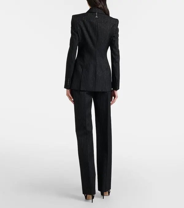 Alexander McQueen Pinstriped Wool Straight Leg Trousers