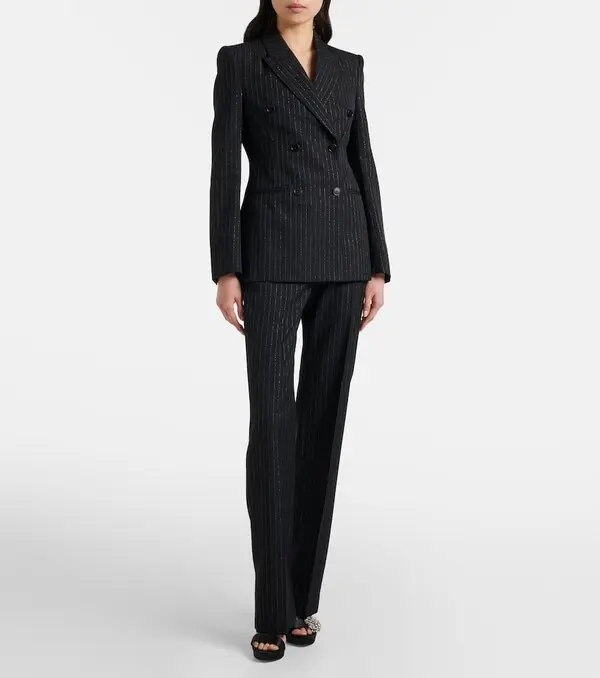 Alexander McQueen Pinstriped Wool Straight Leg Trousers