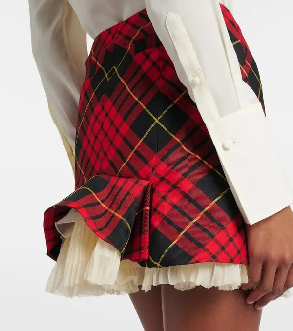 Alexander McQueen Tartan Ruffled Miniskirt