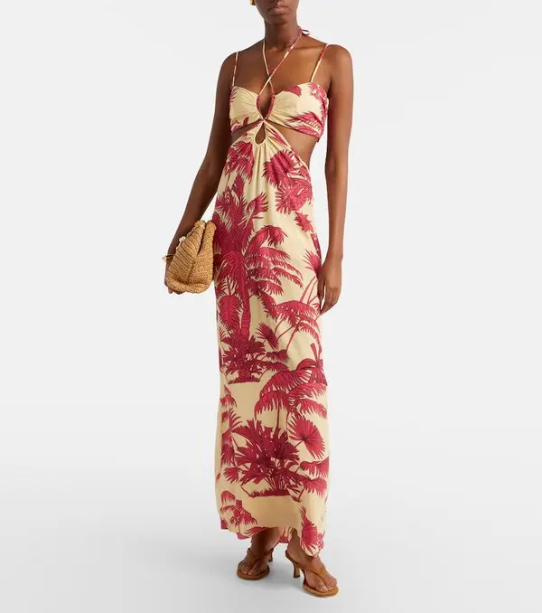 Johanna Ortiz Printed Silk Maxi Dress - Pink